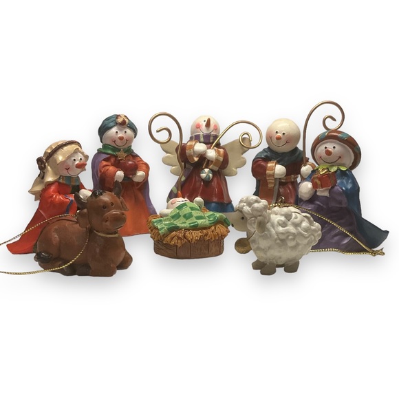 Holiday | Snowmen Nativity Set Christmas Baby Jesus Bethlehem Angel 3 ...